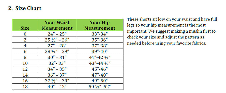 Taylor Shorts PDF Sewing Pattern in Sizes 0 to 18 – Greenstyle